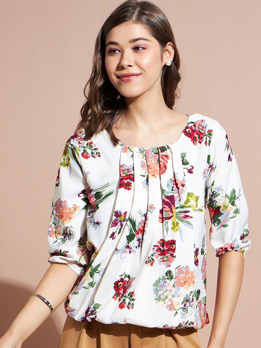Buy DressBerry Women Floral Printed Round Neck Top - Tops for Women ...