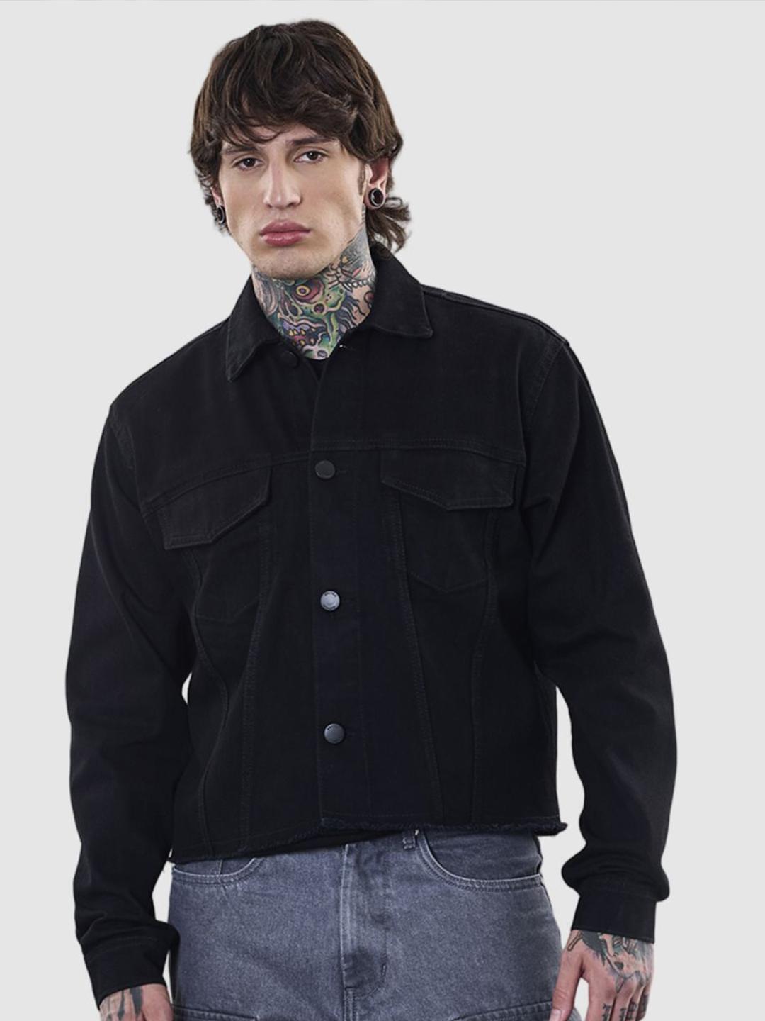 Buy Snitch Men Revolution Graphic Printed Utility Pockets Denim Jacket ...