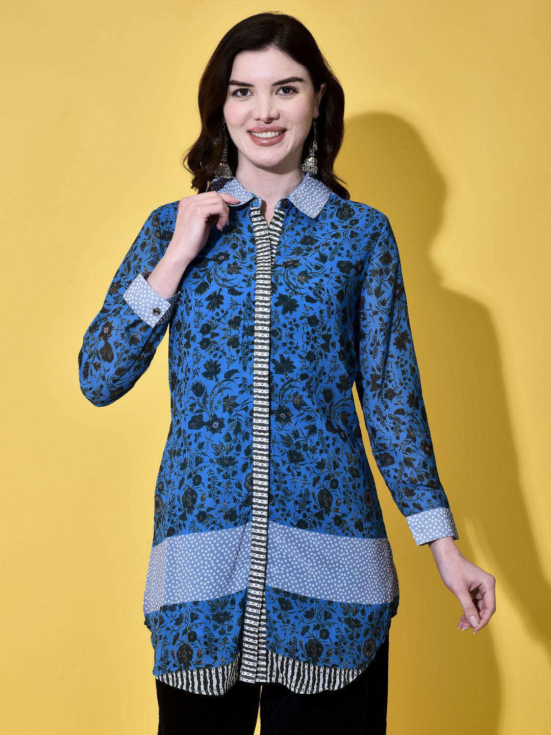 Buy FUTURO Women Floral Printed Shirt Collar Top - Tops for Women ...