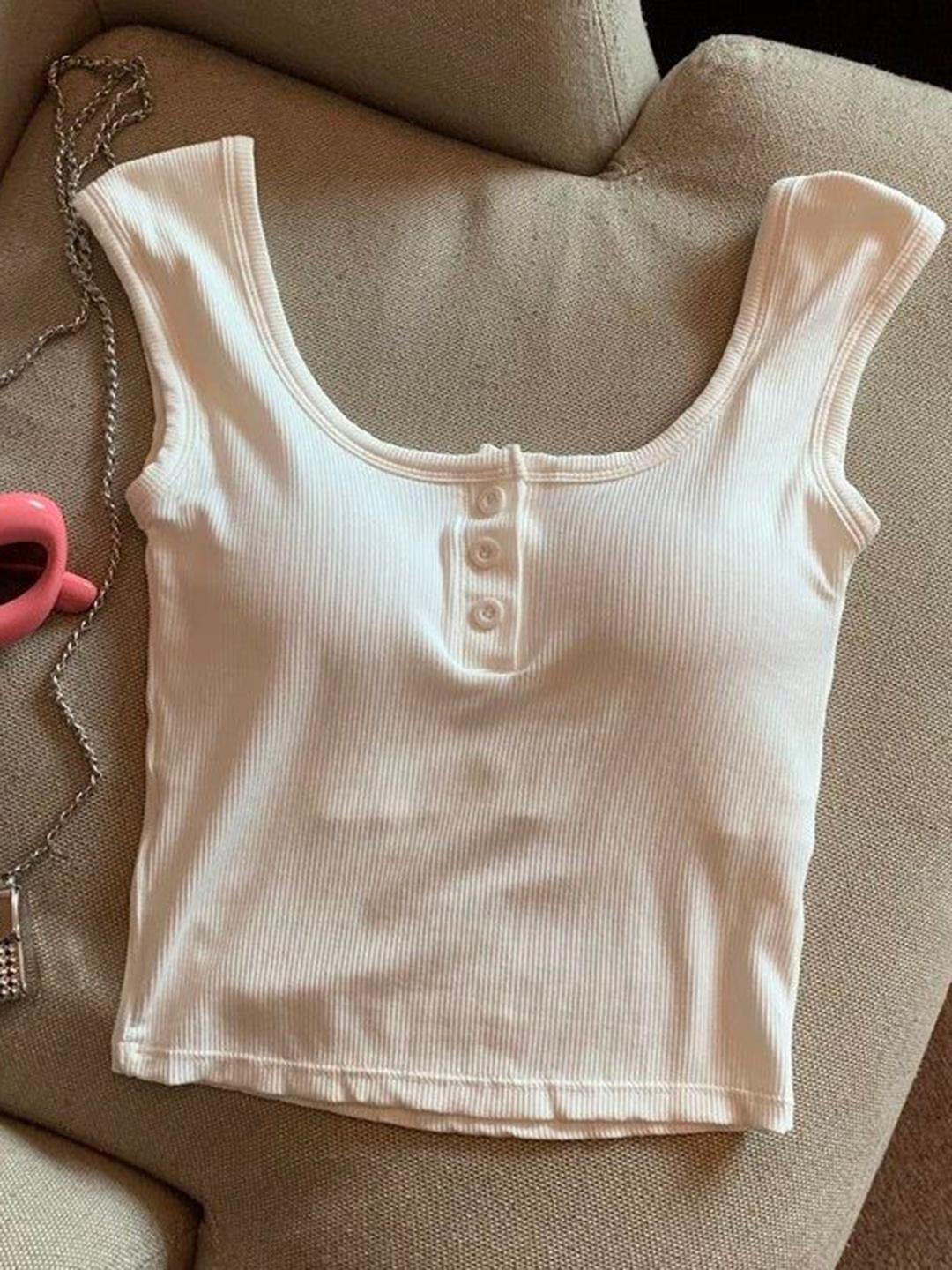 Buy Miss Mosa By Akanksha Women White Maria Tank Tops With Inbuilt Bra ...