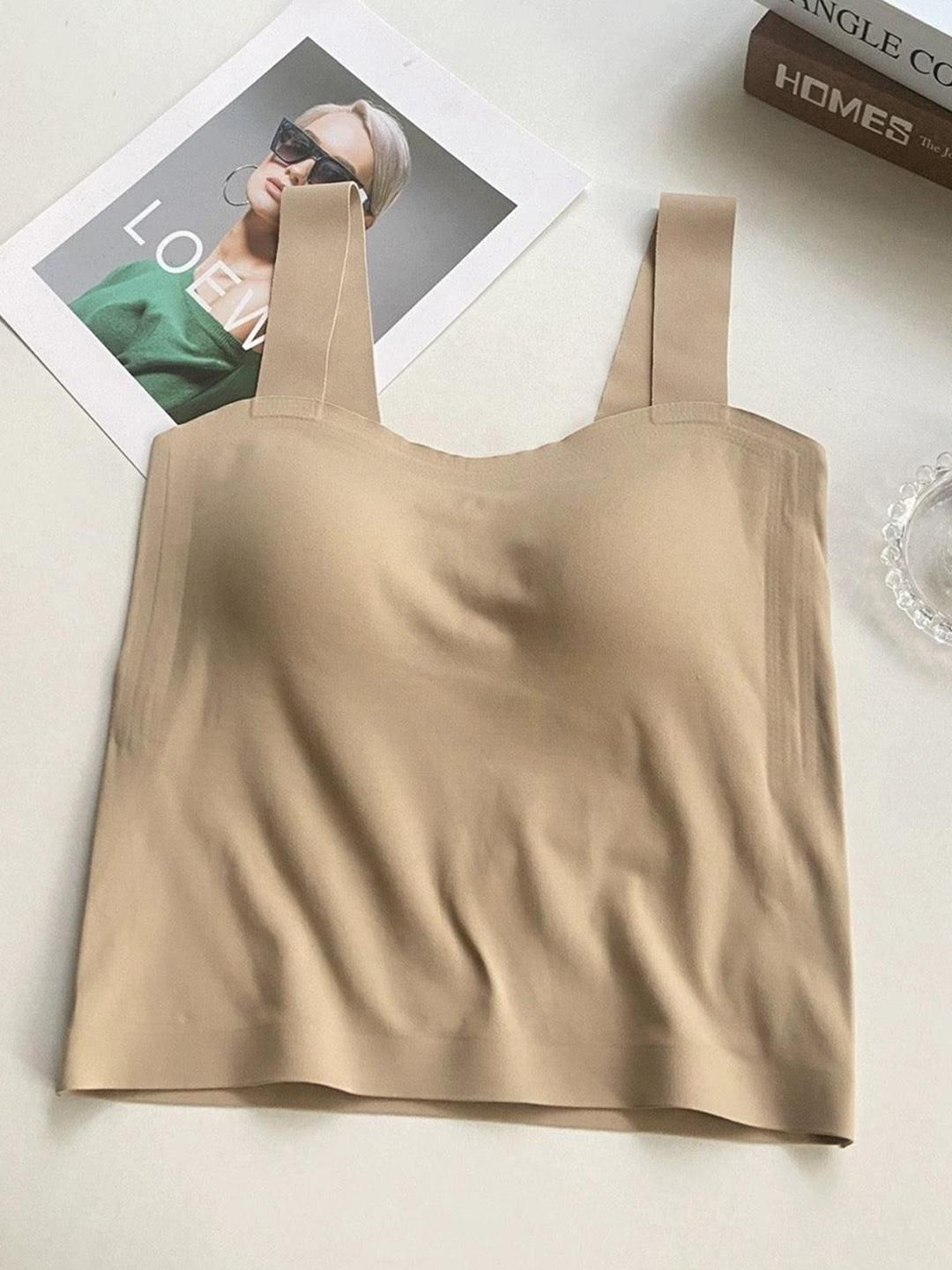 Buy Miss Mosa By Akanksha Beige Mariam Tank Tops With Inbuilt Bra ...