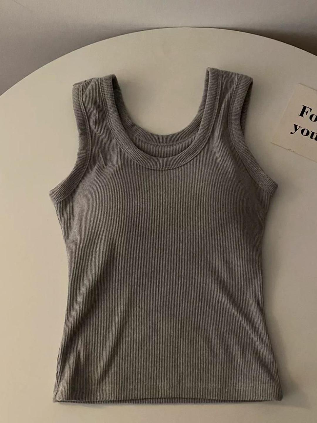 Buy Alamode By Akanksha Women Grey Stormie Tank Tops With Inbuilt Bra ...