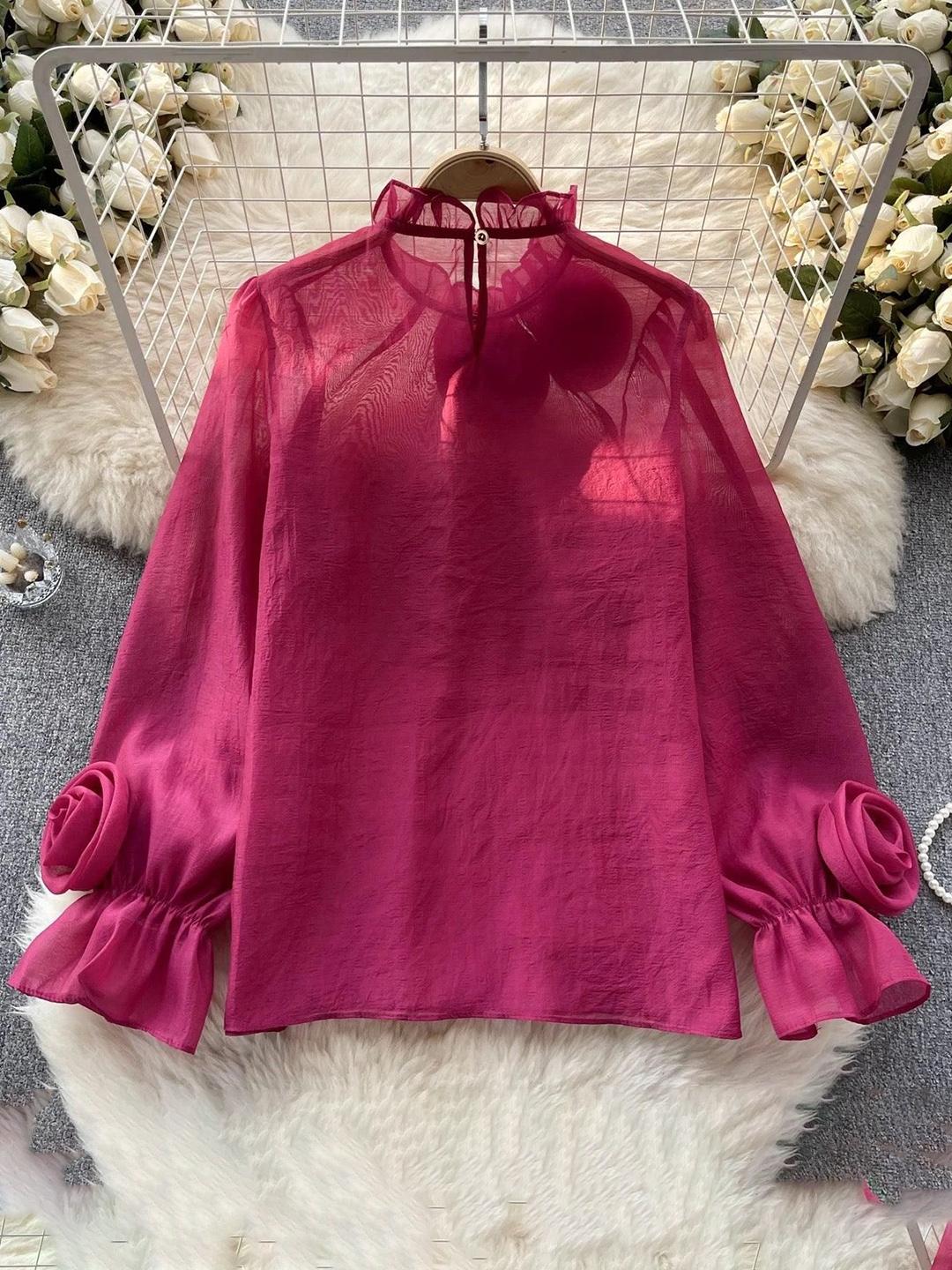 Buy Miss Mosa By Akanksha Women Pink Freya Premium Rosette Blouse ...