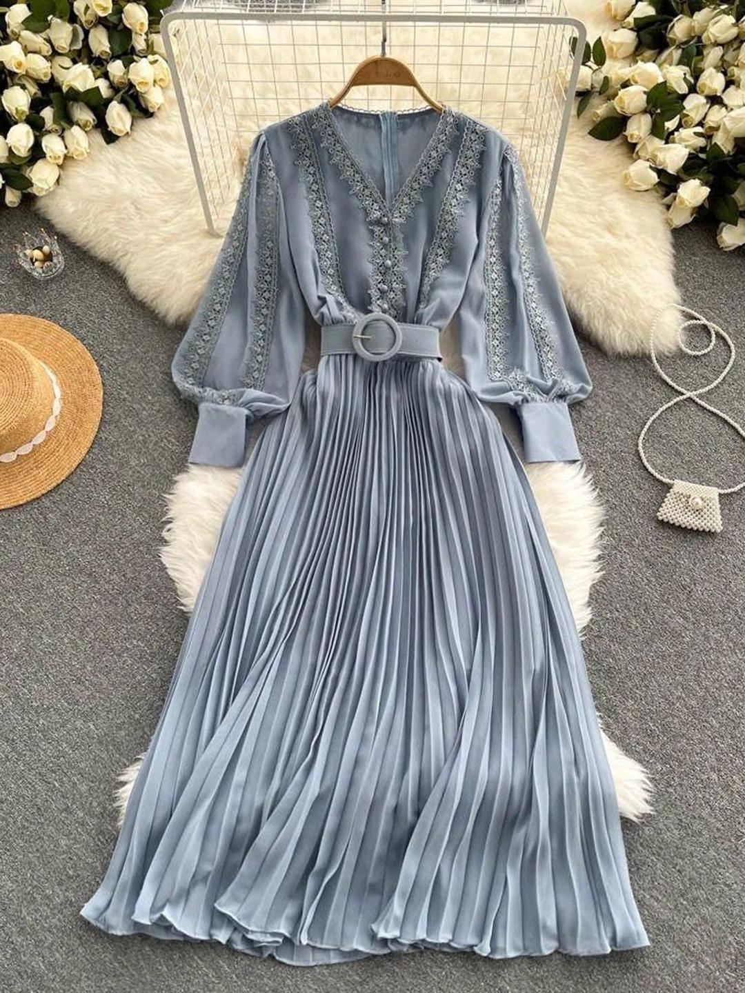 Buy Alamode By Akanksha Blue Meredith Statement Dress - Dresses for ...