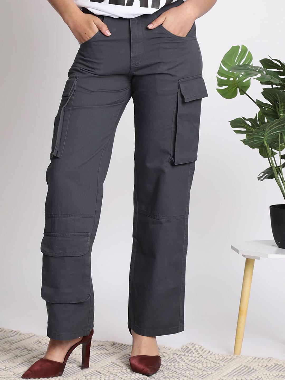 Buy IVOC Women Straight Fit High Rise Cargos Trousers - Trousers for ...