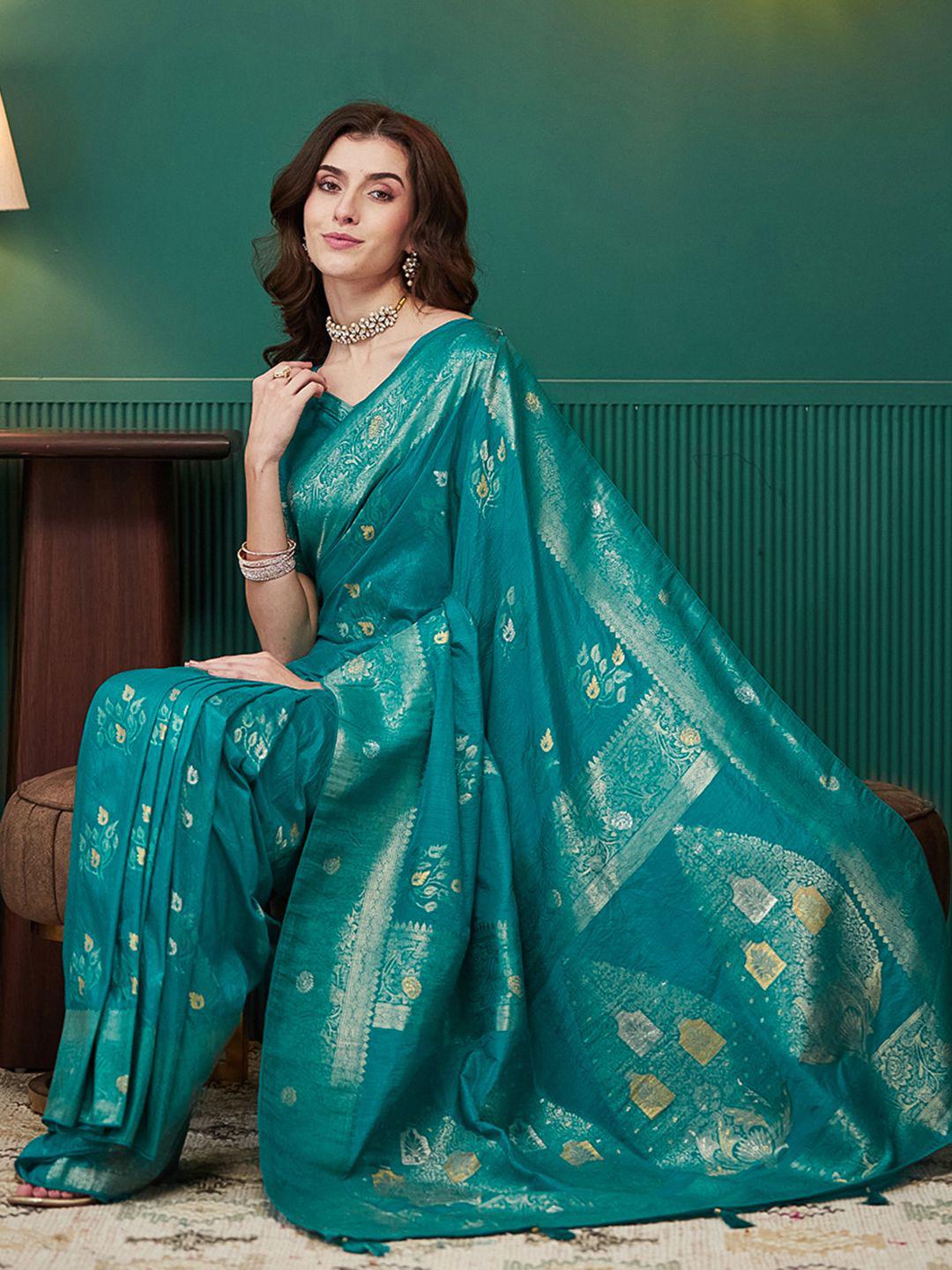 Buy Satrani Ethnic Motifs Woven Design Zari Banarasi Saree - Sarees for ...
