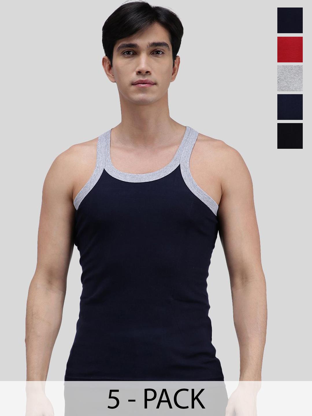 Buy AMUL COMFY Men's Pack Of 5 Pure Cotton Gym Vests - Innerwear Vests ...