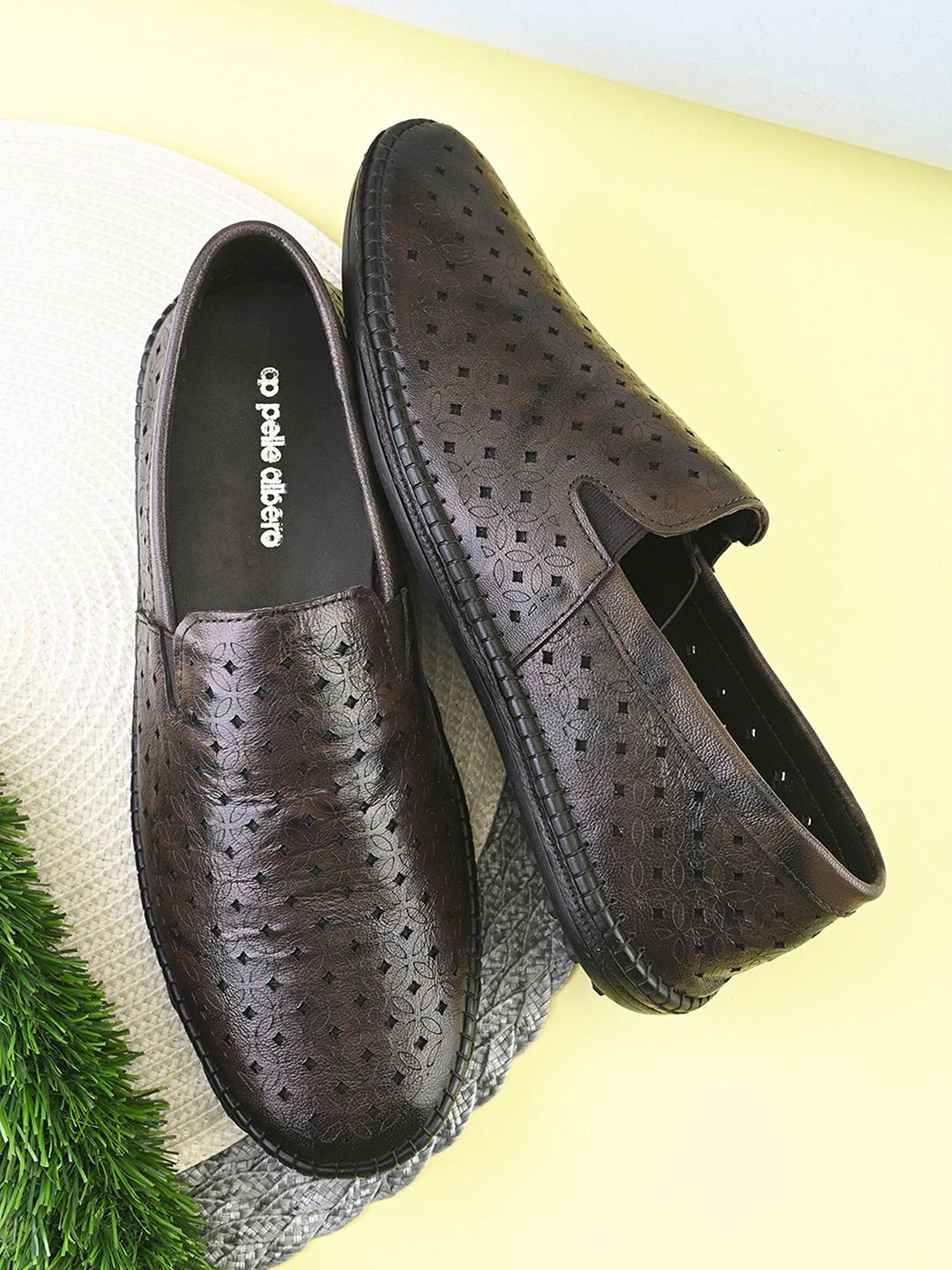 Buy Pelle Albero Men Perforations Leather Casual Mojaris - Casual Shoes ...