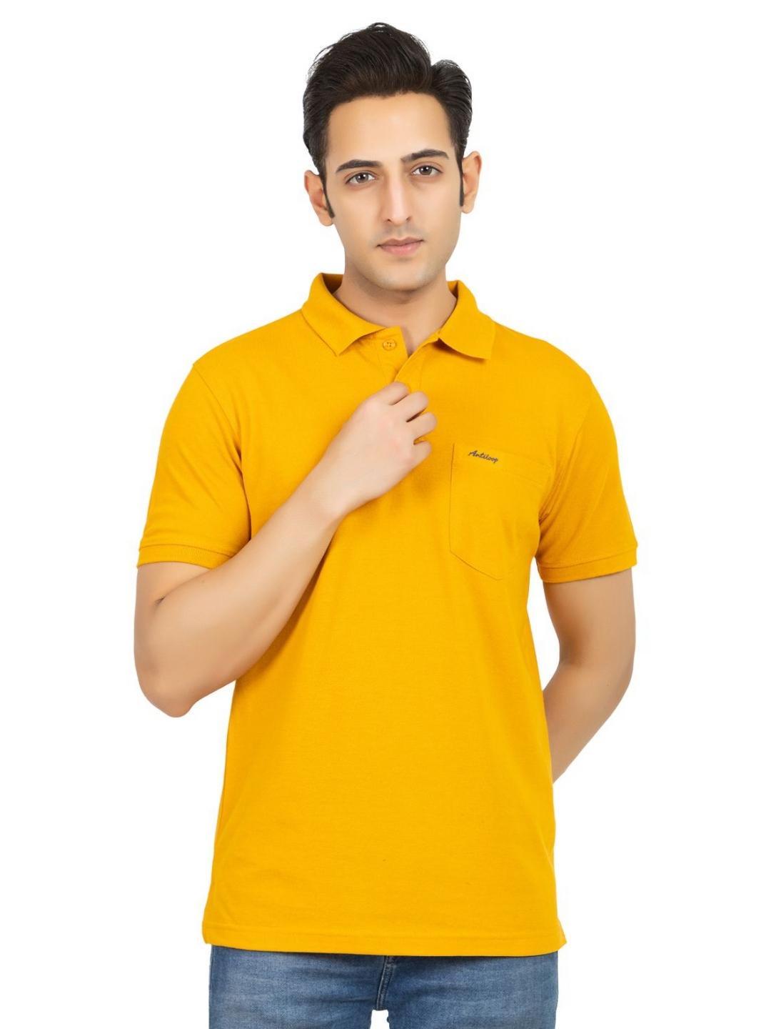 Buy Antiloop Men Solid Polo Collar Cotton T Shirt - Tshirts for Men ...