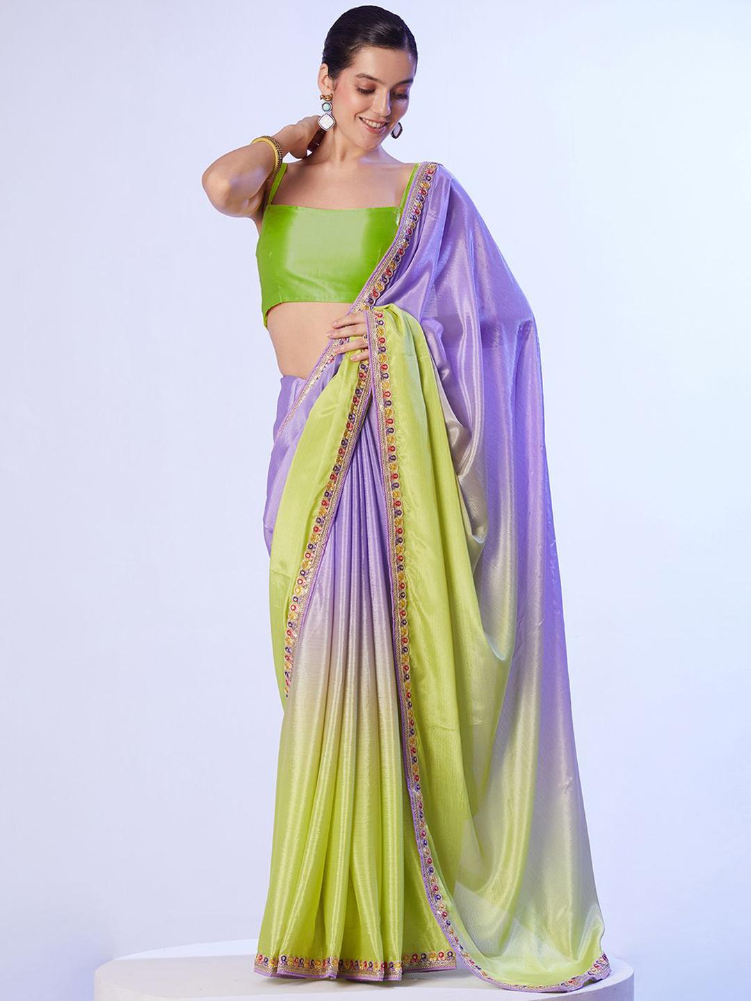 Buy Satrani Ombre Embroidered Saree - Sarees for Women 32698179 | Myntra