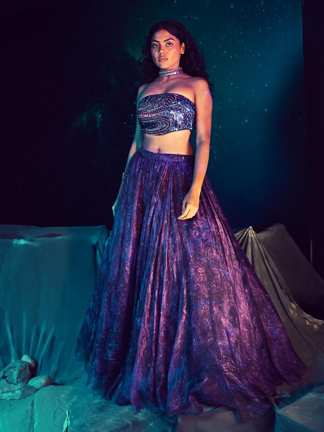 Buy Baise Gaba Embroidered Beads And Stones Ready To Wear Lehenga ...