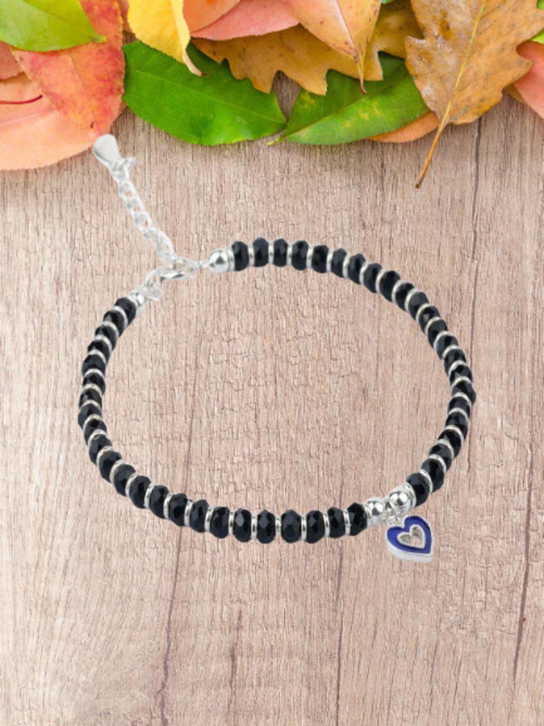 Buy Paavni Girls 925 Sterling Silver Beaded Heart Shaped Charm Bracelet ...