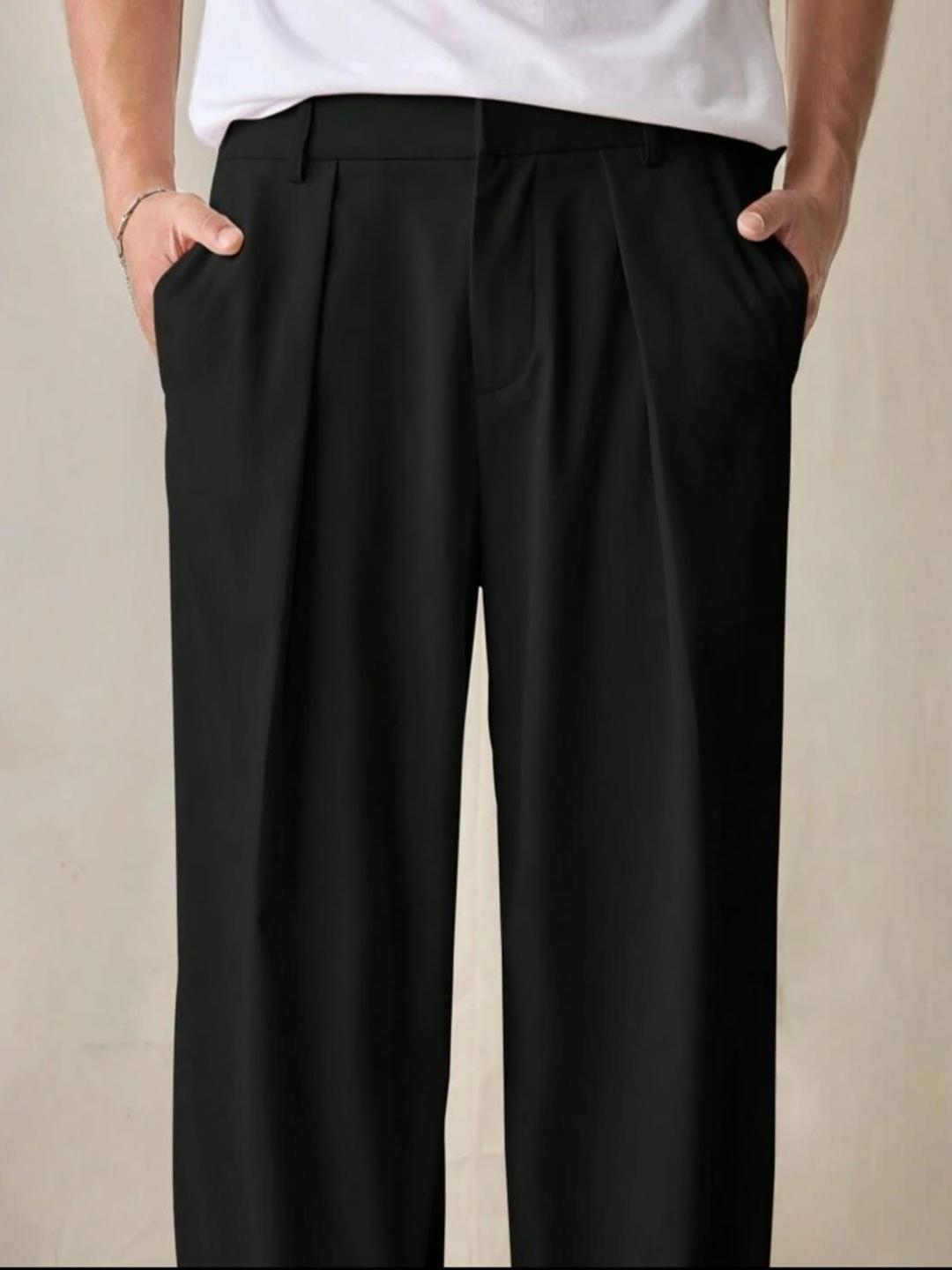 Buy BROADSTAR Men Smart Loose Fit Pleated Trouser - Trousers for Men ...