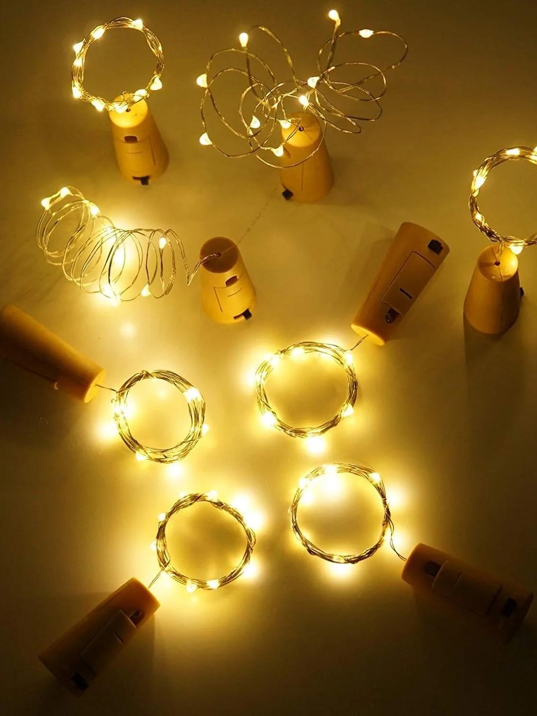 Buy SPARK WORLD Yellow 8 Pieces Rice Shaped Cork Fairy String Lights ...