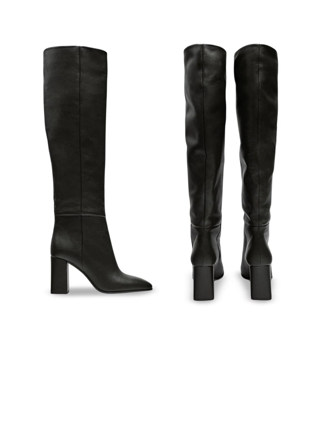 Buy Miss Mosa By Akanksha Women Black Isabelle Leather Boots - Boots ...