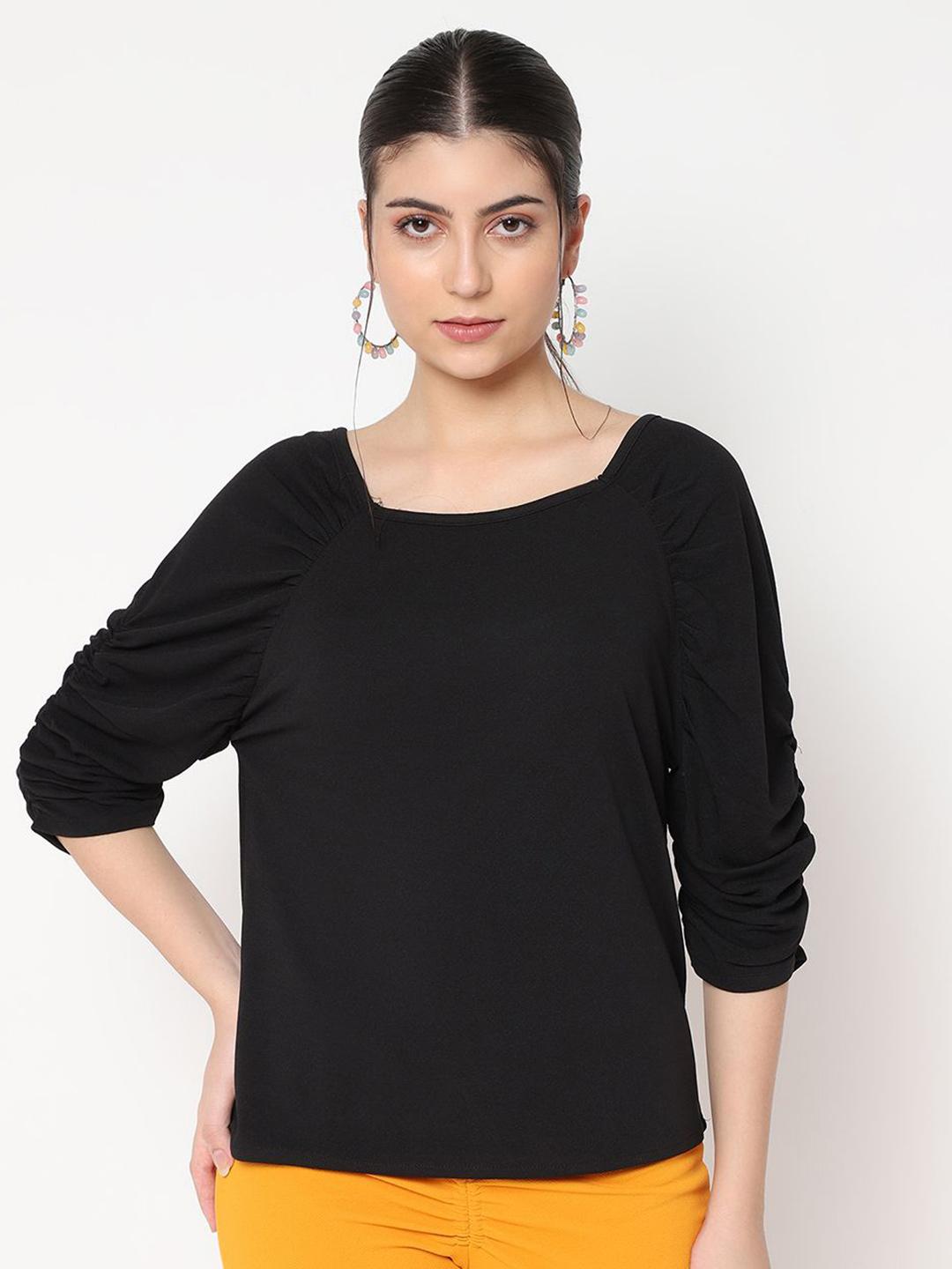 Buy AVANOVA Extended Sleeves Sheen Sheer Boxy Top - Tops for Women ...