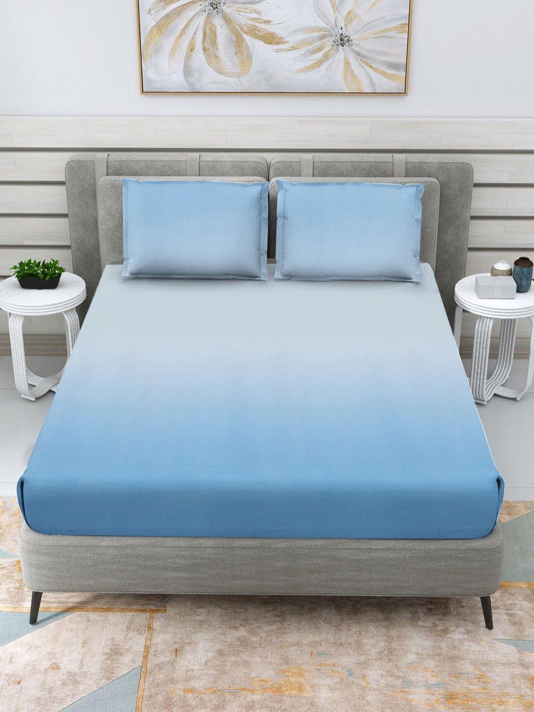 Buy RRC Rr Creations Turquoise Blue Ombre Cotton 250 TC King Bedsheet ...