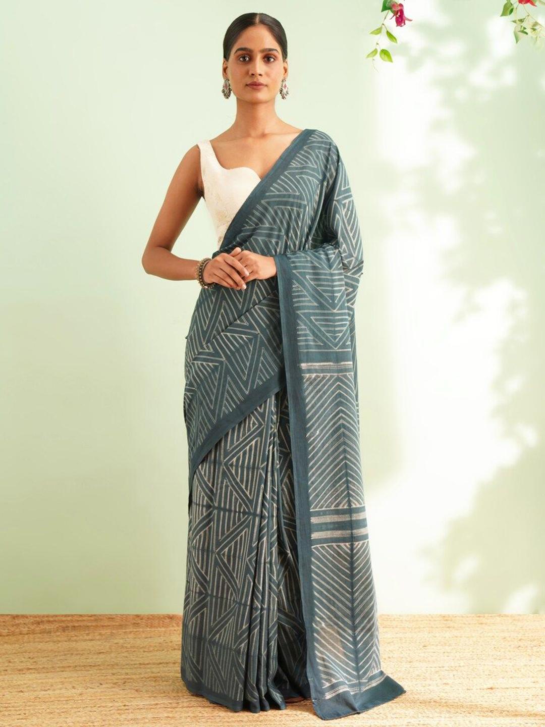Buy JAYPORE Pure Cotton Block Print Saree - Sarees for Women 32394528 ...