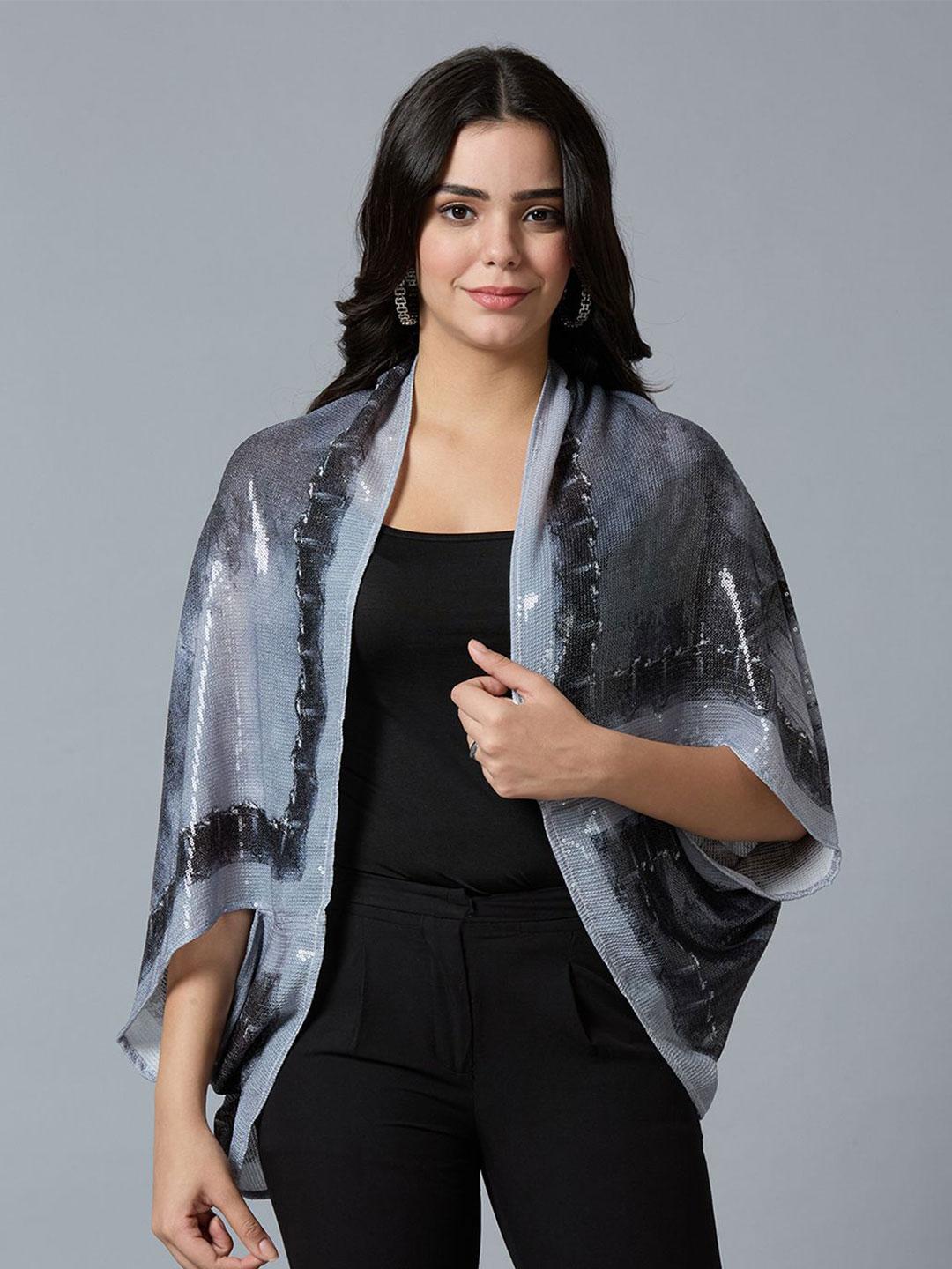 Buy Cloth Haus India Self Design Embellished Sequin Shrug - Shrug for ...