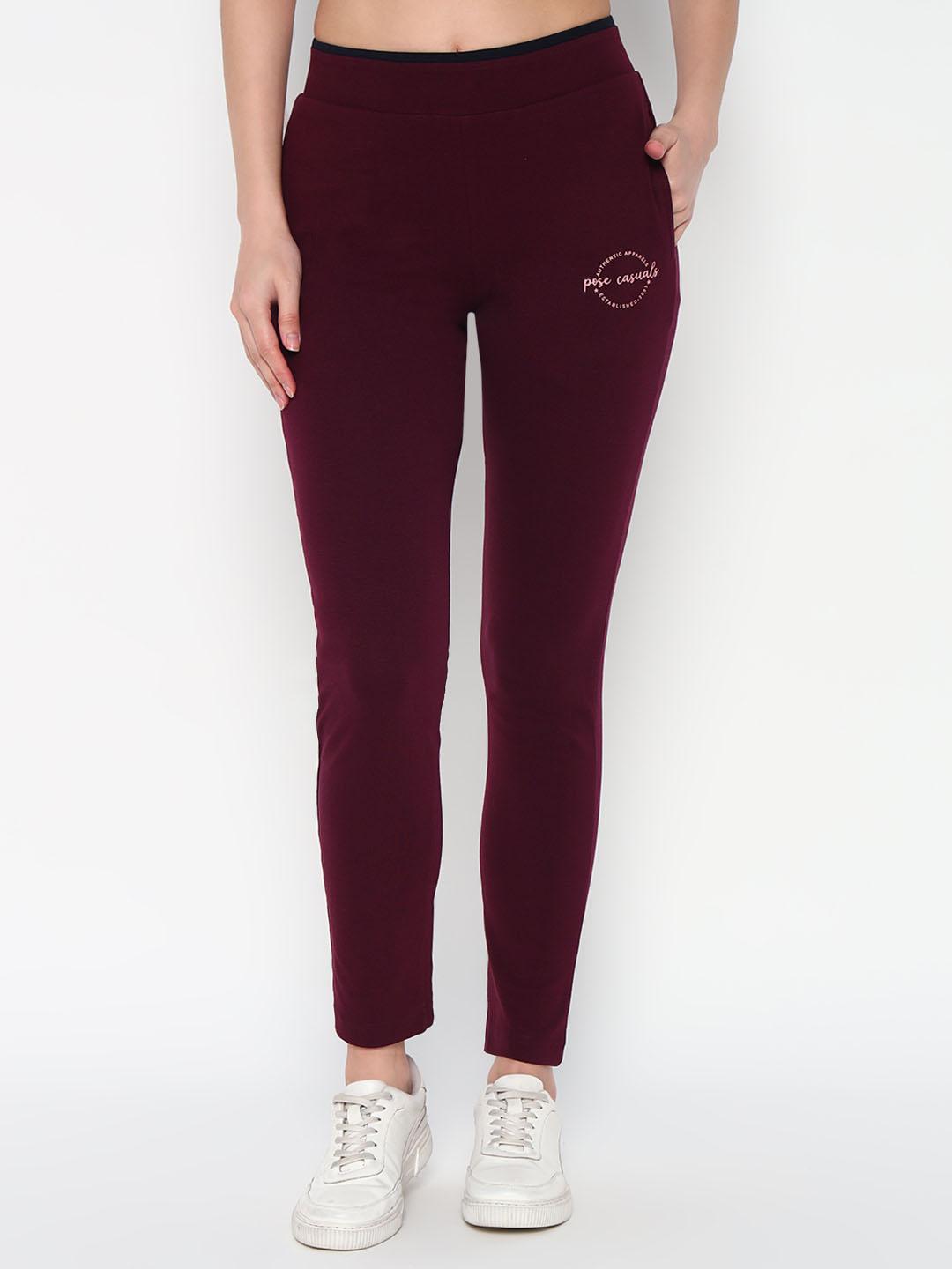 Buy POSE CASUALS Women Slim Fit Mid Rise Cotton Track Pants - Track ...