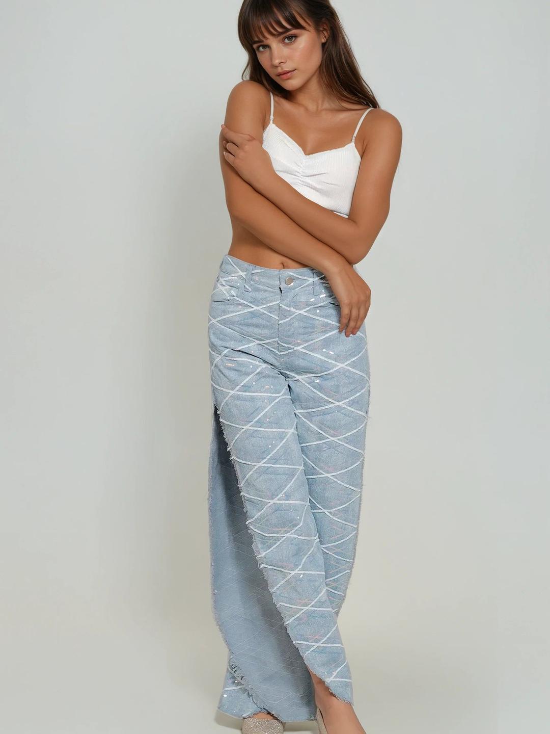 Buy Wear Your Words Women Wide Leg High Rise Highly Distressed ...