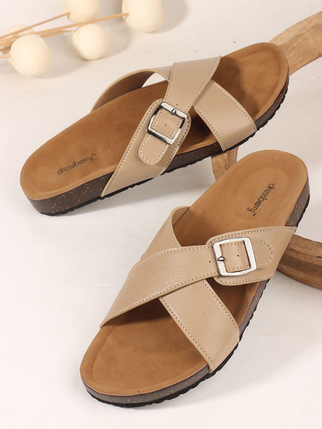 Buy DressBerry Women Textured Open Toe Flats With Buckles - Flats for Women 32407529 | Myntra