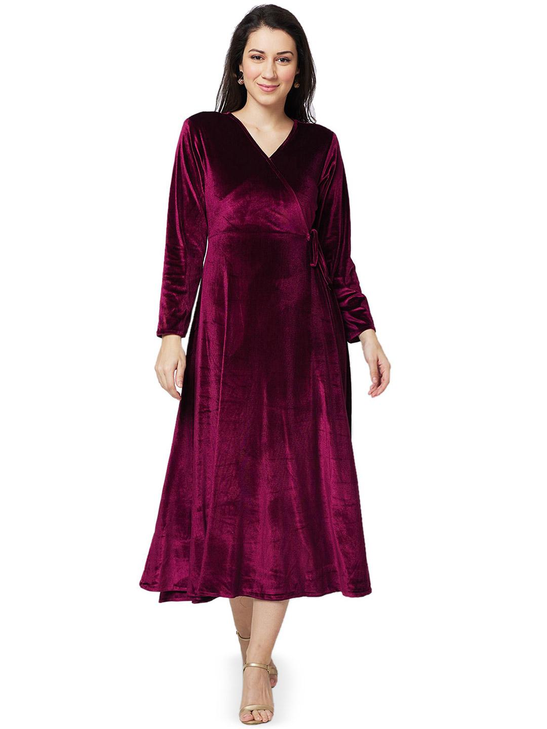 Buy Iti Velvet A Line Midi Dress - Dresses for Women 32429127 | Myntra