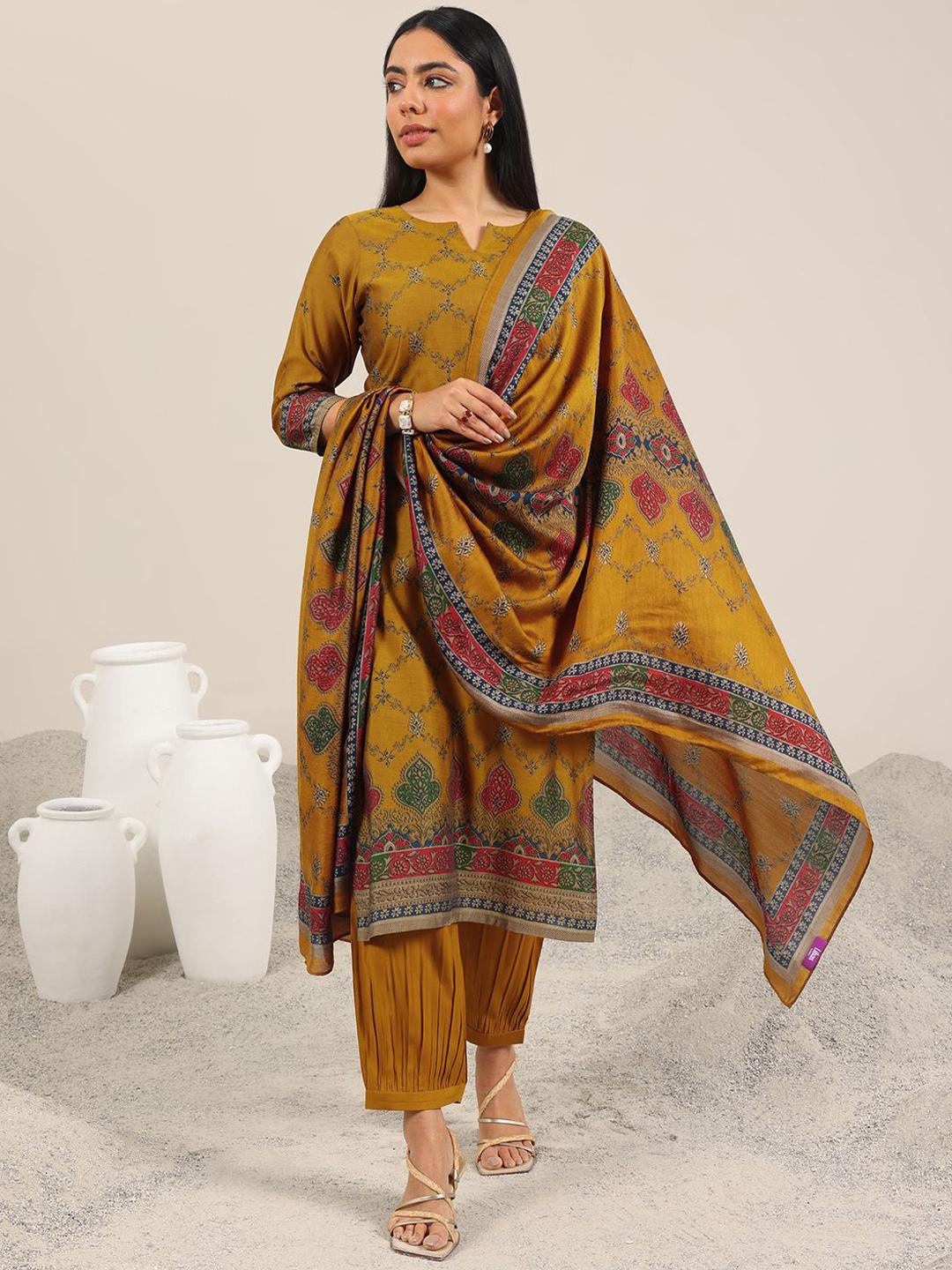 Buy Libas Women Ethnic Motifs Printed Regular Kurta With Salwar & With ...