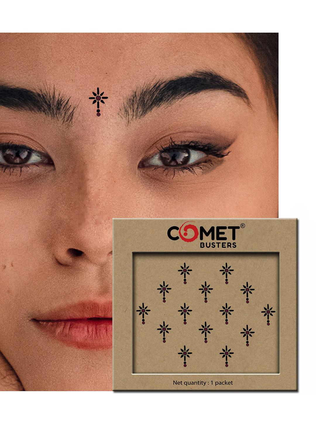 Buy Comet Busters Beautiful Traditional Designer Bindis Black & Maroon ...