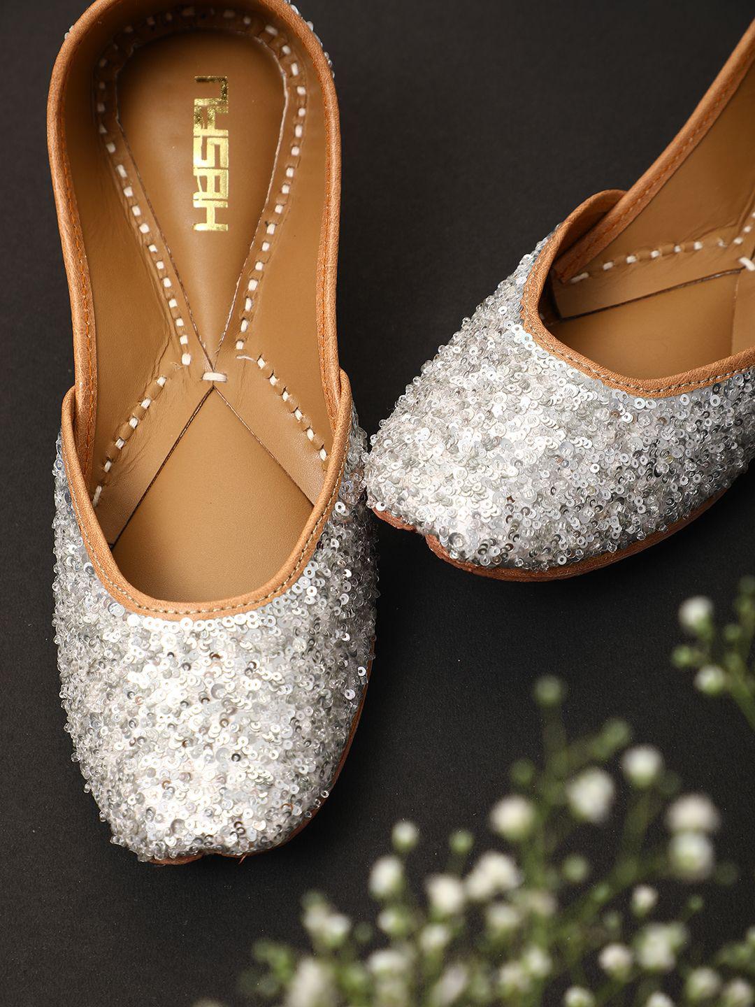 Buy Nysah Women Embellished Ethnic Leather Mojaris - Flats for Women ...
