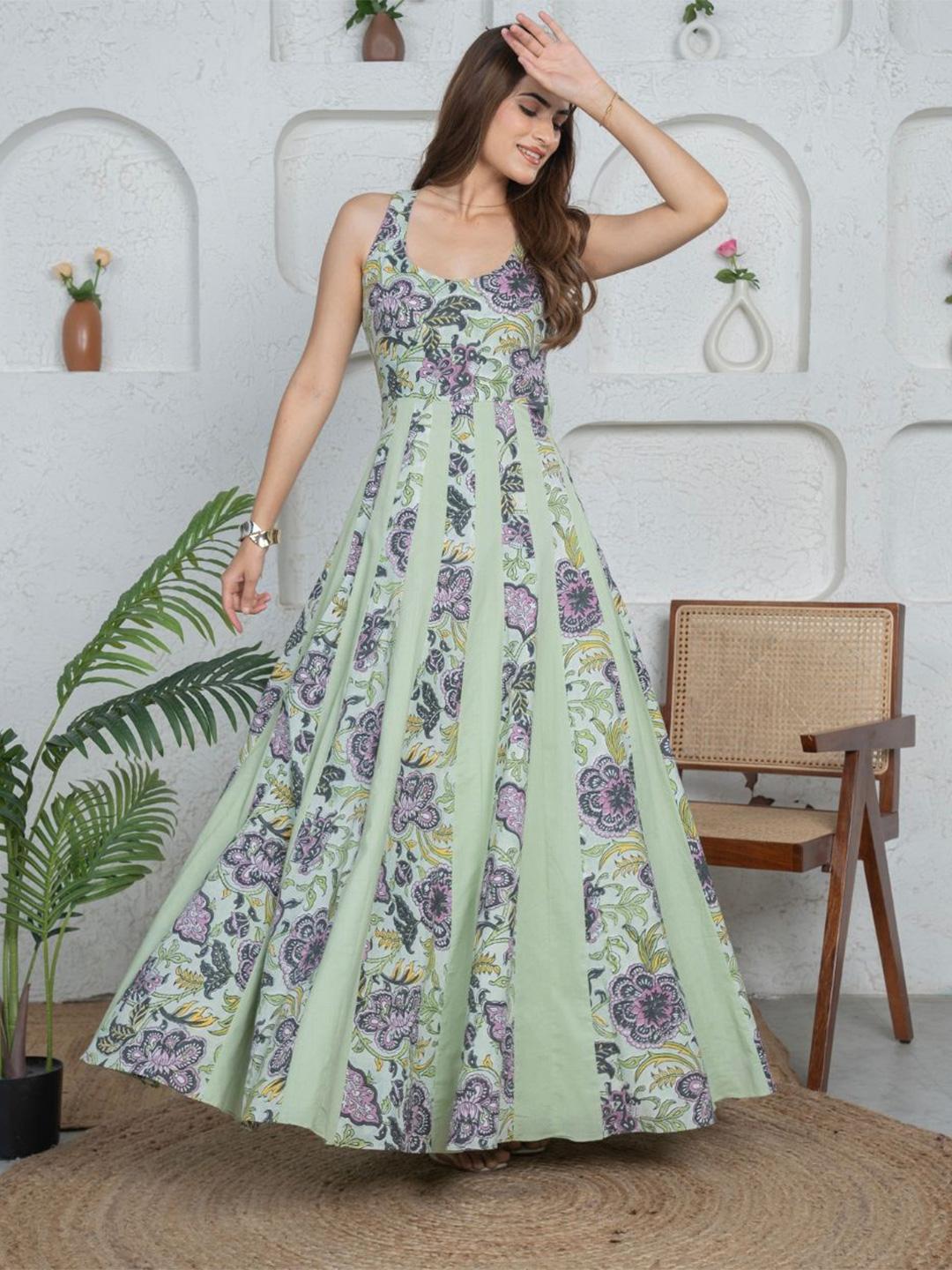 Buy KAJODI Women Floral Printed Fit And Flare Ethnic Dresses - Ethnic ...
