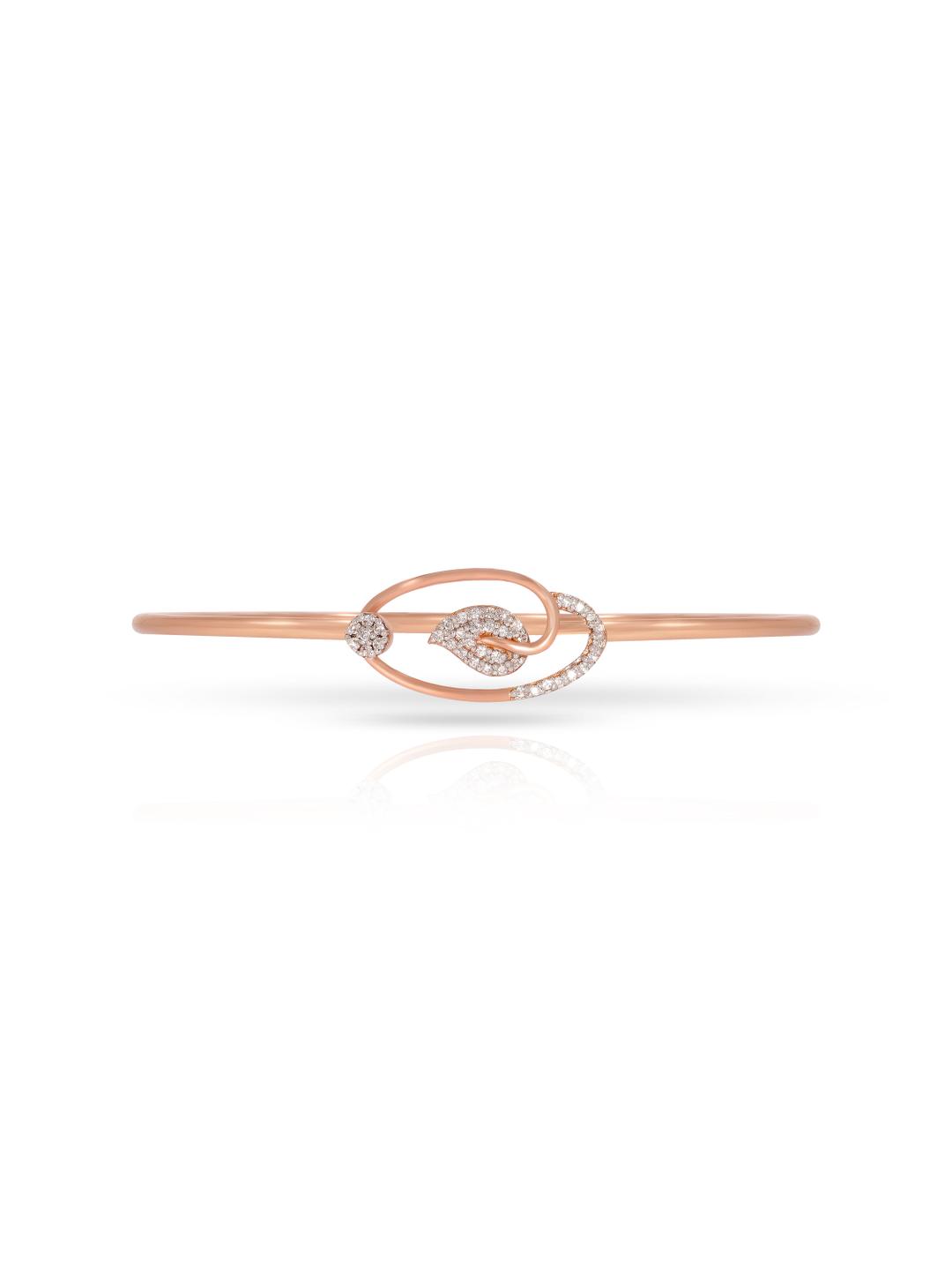Buy BHIMA 18K BIS Hallmark 750 Purity Rose Gold Leafy Diamond Bracelet ...
