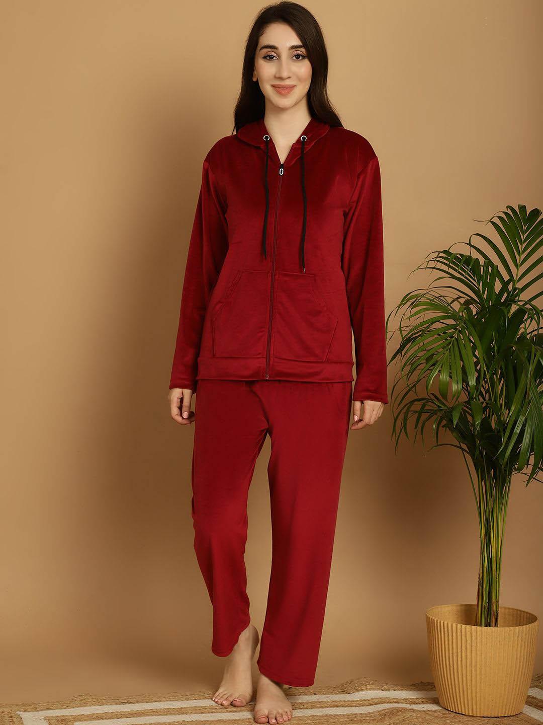 Buy Valles365 By S.C. Women Velvet Night Suit - Night Suits for Women ...