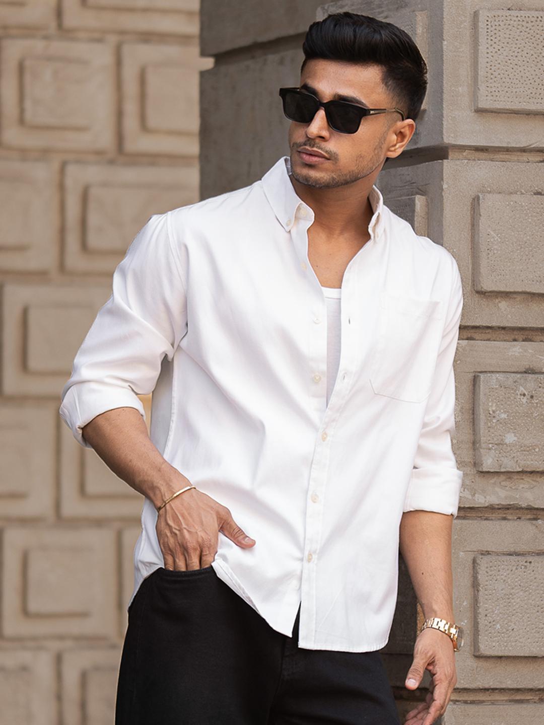 Buy Powerlook Men Spread Collar Solid Cotton Casual Shirt - Shirts for ...
