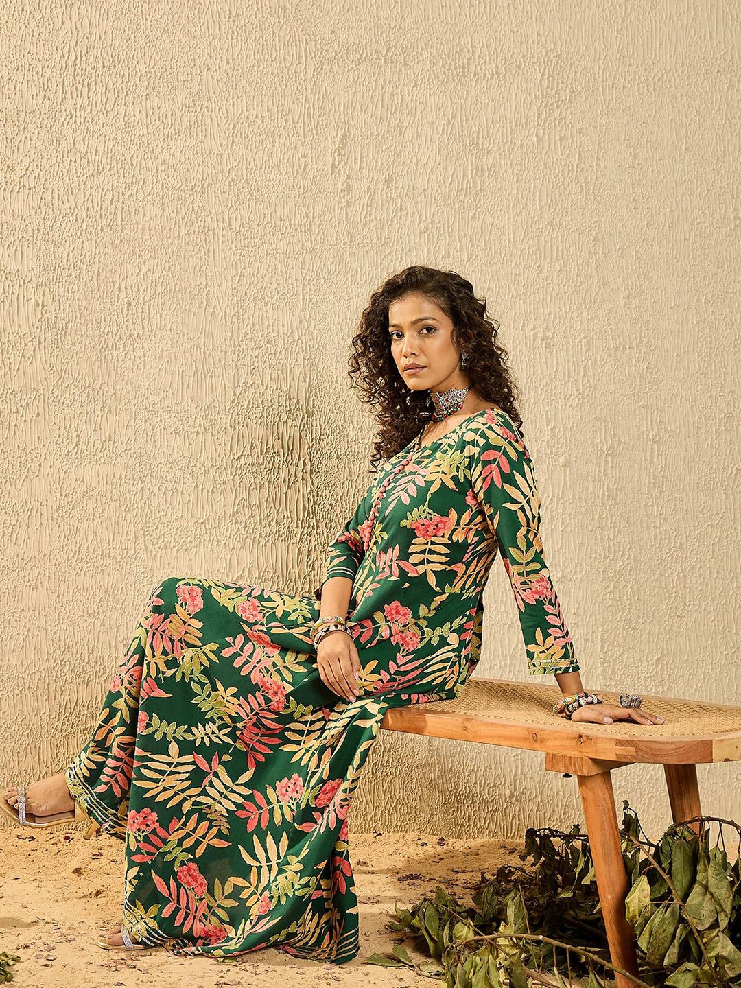 Buy InWeave Floral Print Puff Sleeve Maxi Dress - Dresses for Women 32549644 | Myntra