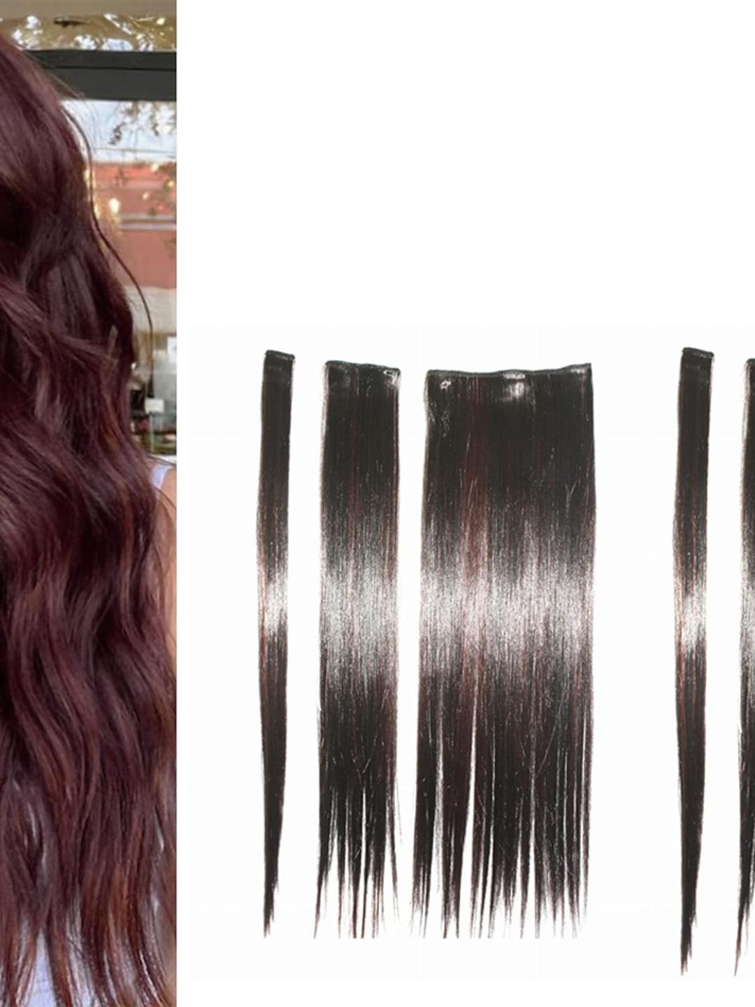 Buy RITZKART Set Of 6 Clip In Straight Colored Strand Hair Extension ...