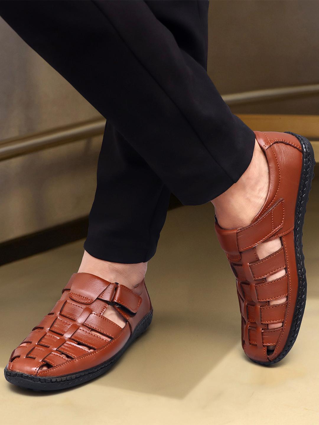 Buy ARAMISH Men Ethnic Leather Shoe Style Sandals - Sandals for Men ...