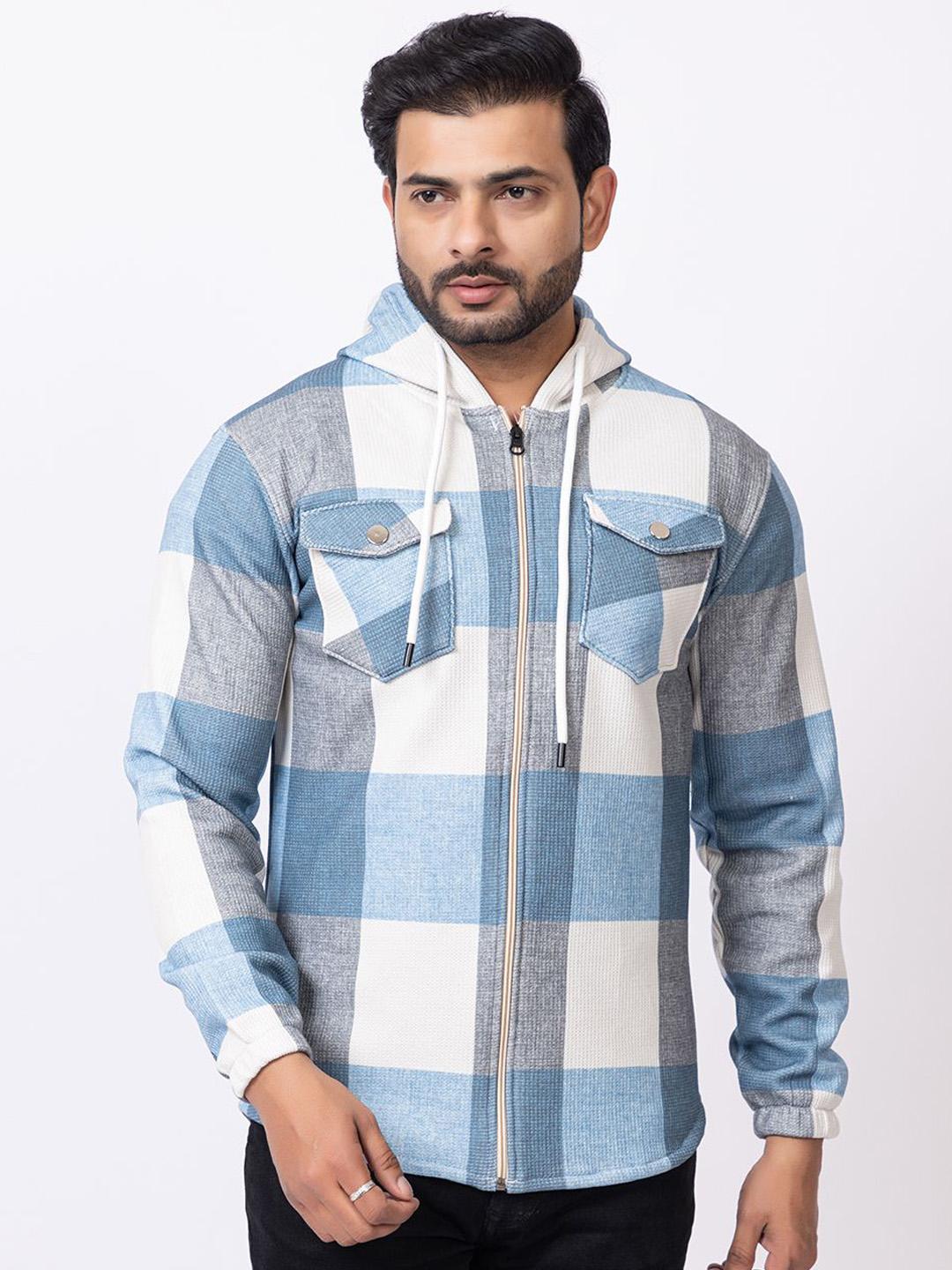 Buy GEE 5 Men Hooded Checked Woollen Casual Shacket - Shackets for Men ...