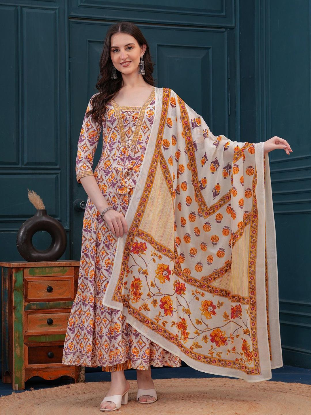Buy KIRNYA Women Floral Printed Anarkali Kurta - Kurta Sets for Women ...