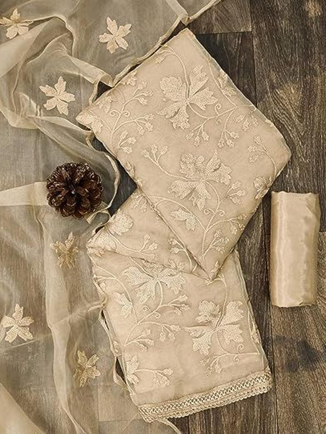 Buy A TO Z CART Embroidered Pure Silk Unstitched Dress Material - Dress ...