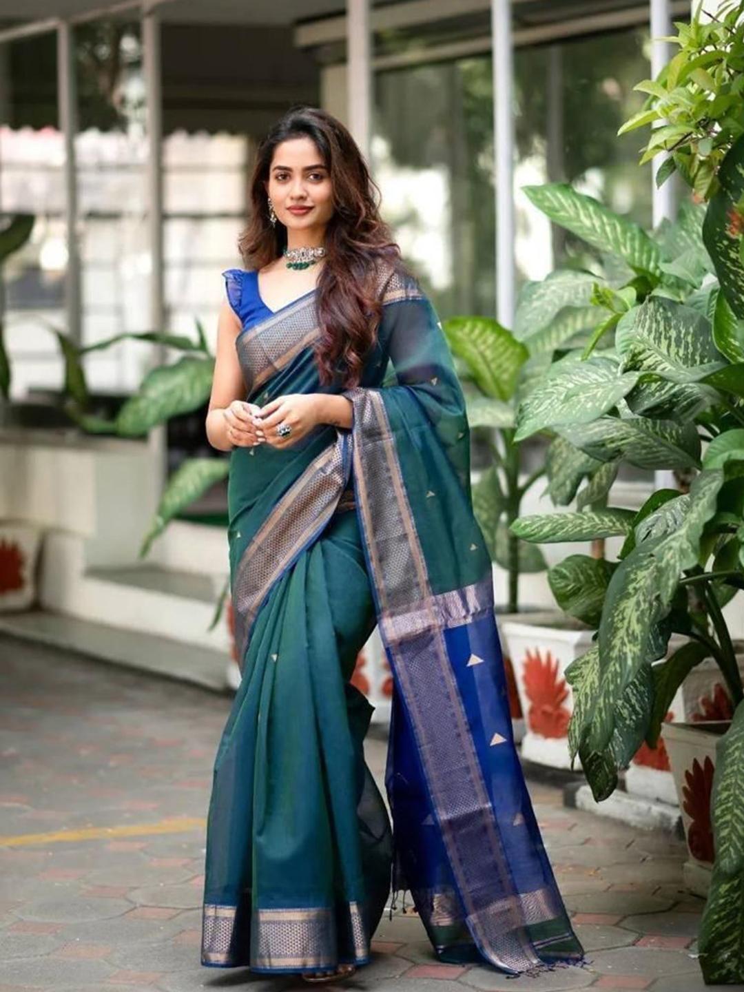 Buy Upalksh Women Ethnic Motifs Zari Banarasi Saree - Sarees for Women ...