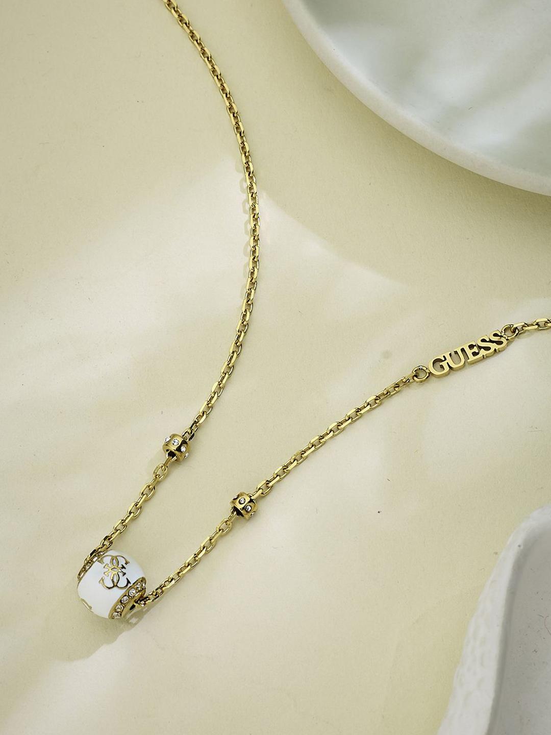 Buy GUESS Women 4G Loop Gold Plated Stainless Steel Necklace - Necklace ...
