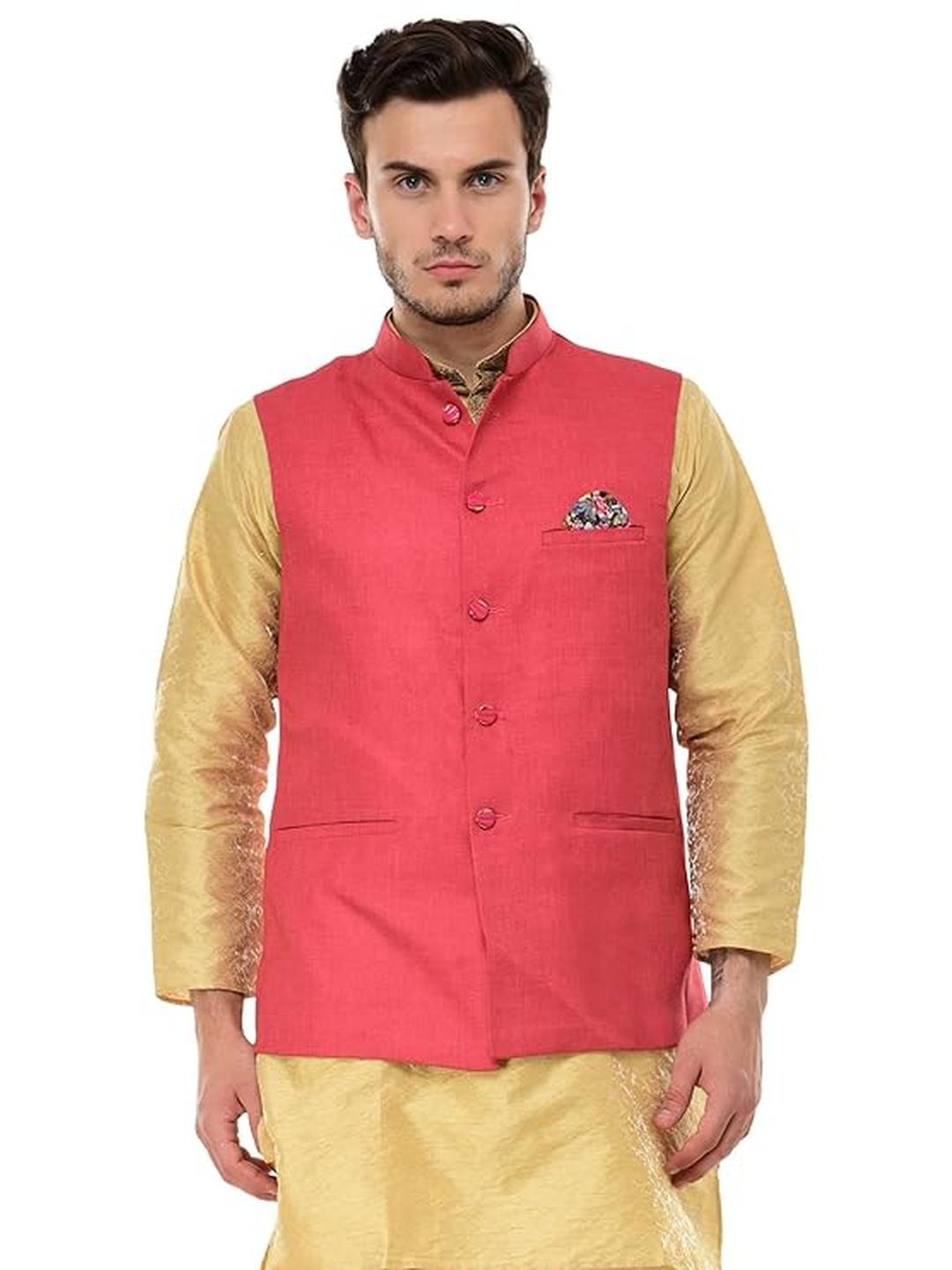 Buy BIS Creations Men Self Design Mandarin Collar Nehru Jacket - Nehru ...