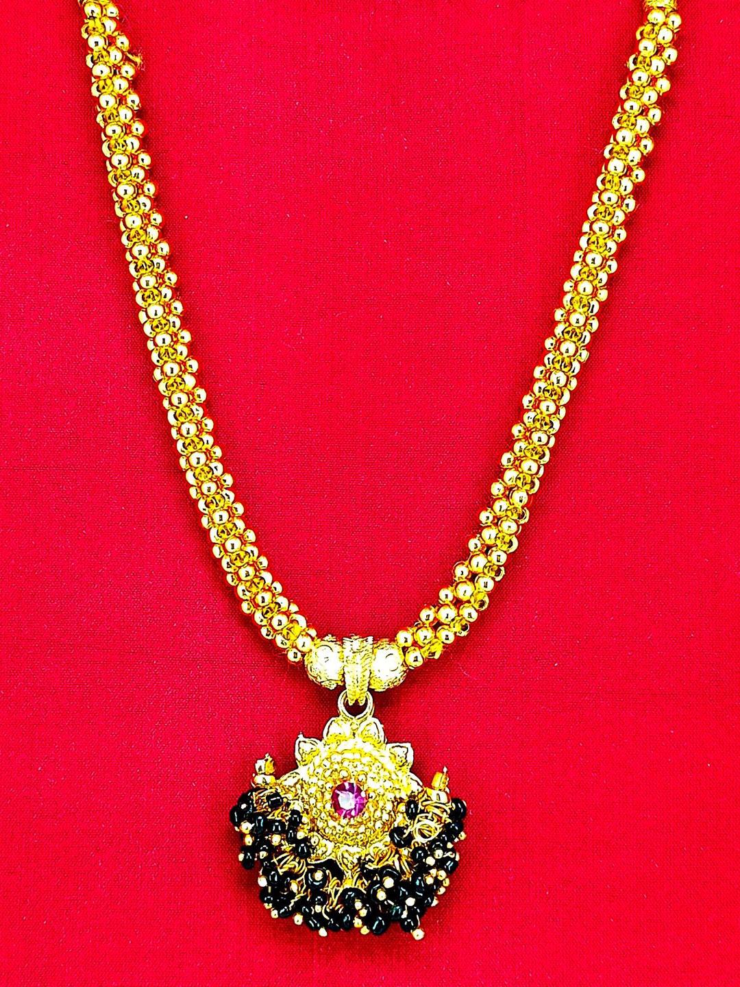 Buy SONI DESIGNS Gold Plated Stones Studded & Beaded Tanmaniya Marathi ...