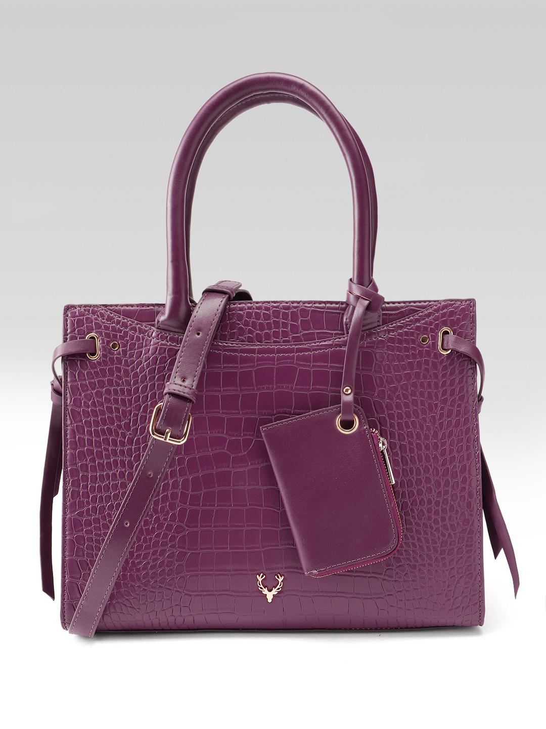 Buy Allen Solly Croc Textured Structured Handheld Bag - Handbags for ...