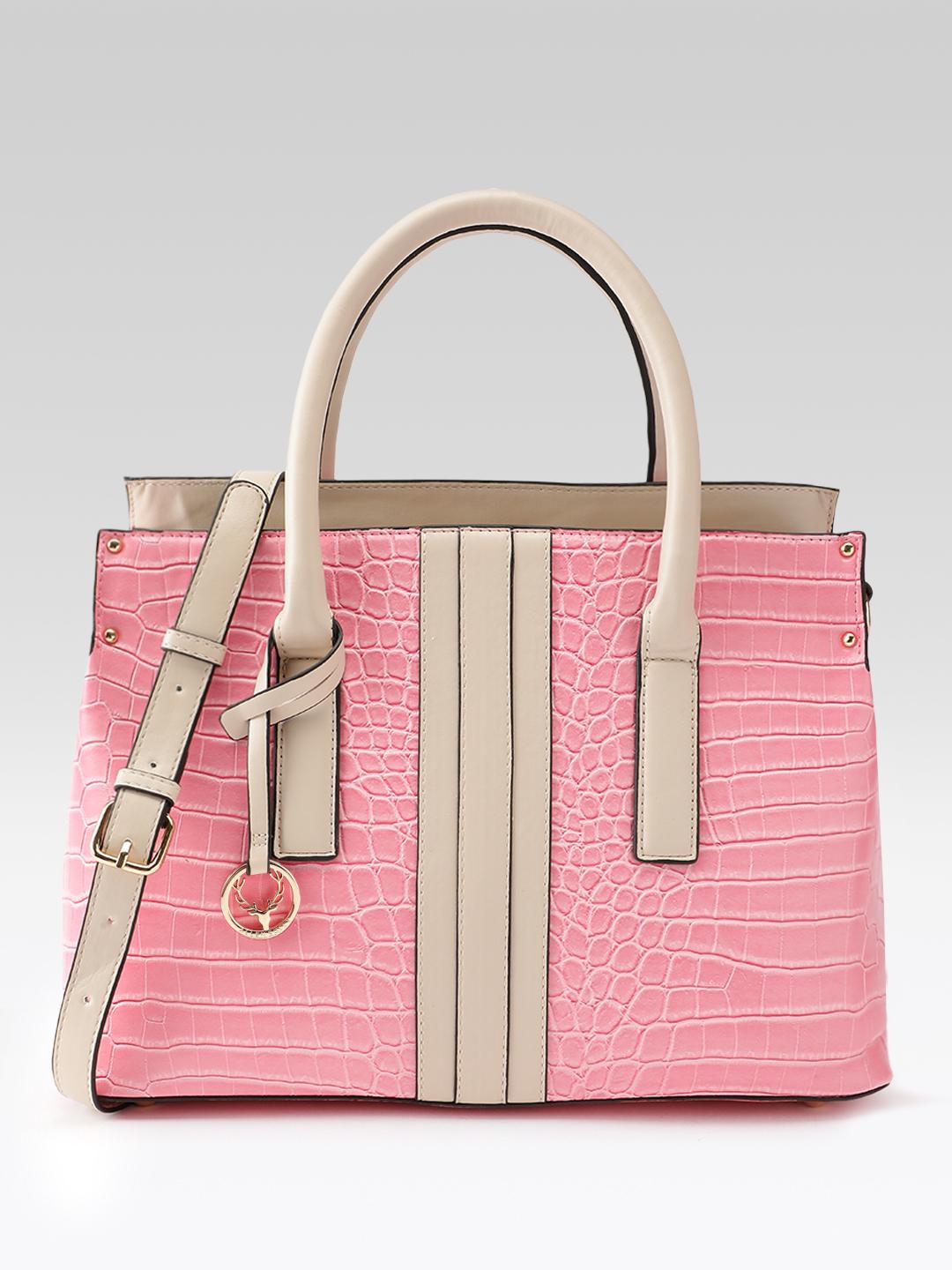 Buy Allen Solly Croc Textured Structured Handheld Bag - Handbags for ...
