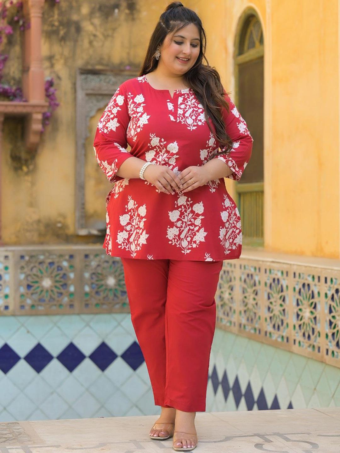Buy Lee Moda Printed Pure Cotton V Neck Three Fourth Sleeves Tunic With ...