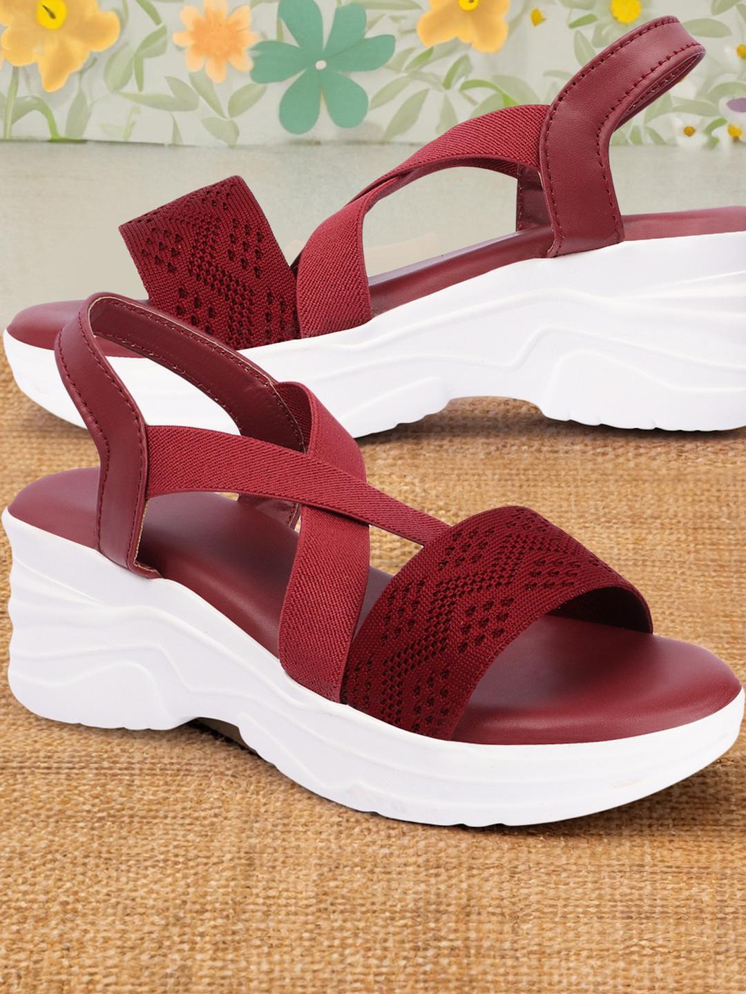 Buy HimQuen Women Maroon Sandals - Sandals for Women 35544932 | Myntra