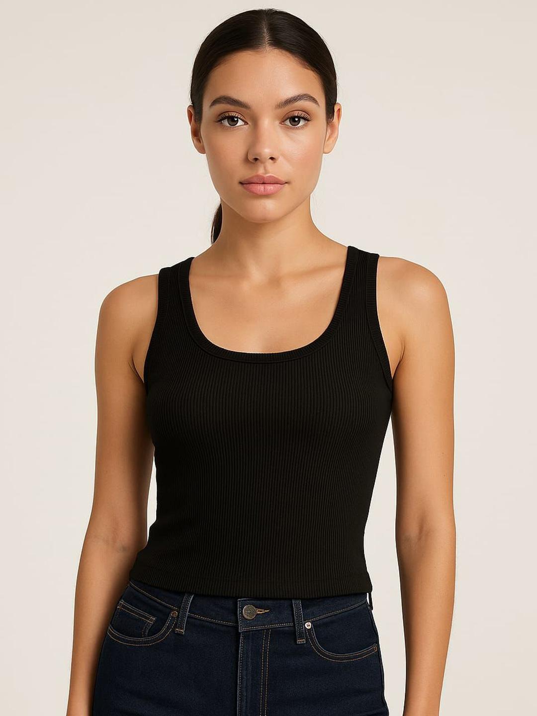 Buy SCORPIUS Ribbed Scoop Neck Tank Crop Top - Tops for Women 35509948 ...