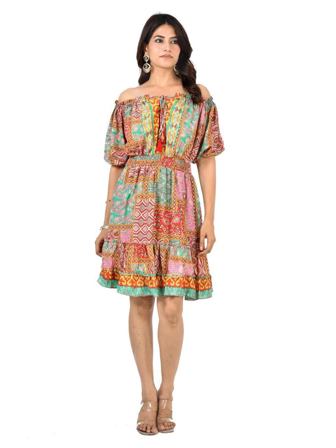 Buy ADC SHEMONA Angelina Women Bohemian Printed Off Shoulder Bishop ...